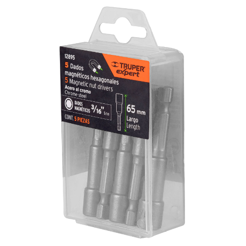 Estuche con 5 dados magnéticos de 3/16" largo 2-1/2", Expert - Grupo Caramu